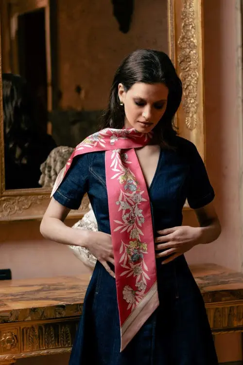 ELIZABETTA Sabrinaskinny Silk Scarf - Pink