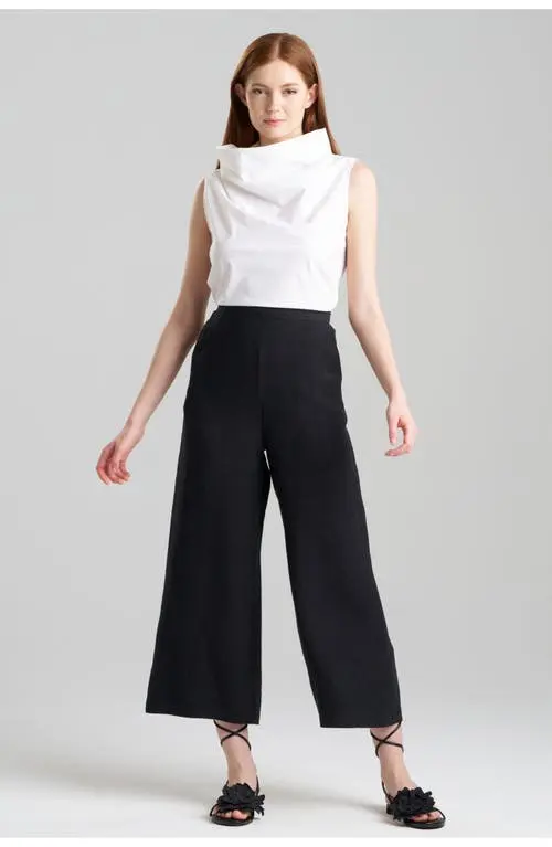 Natori Linen Cropped Wide Leg Pants