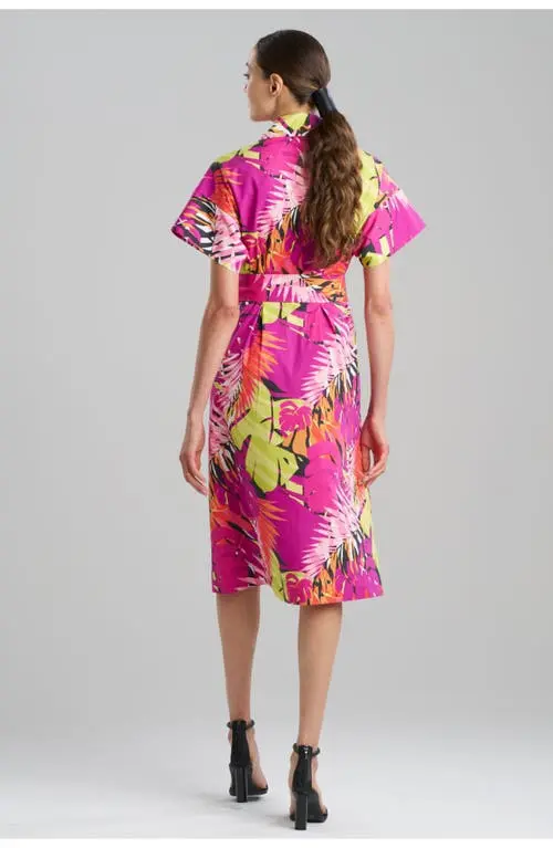 Natori Palm Cotton Poplin Shirt Dress