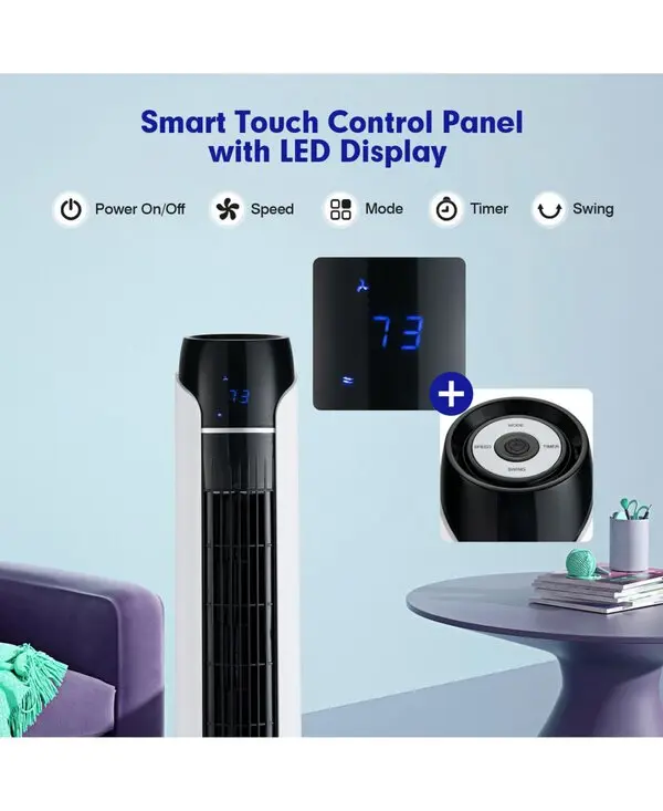 MECALE Portable 48 Inches Tower Fan With Remote Control