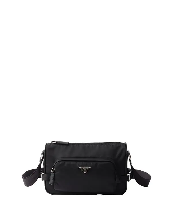 Prada Medium Re-nylon And Saffiano Leather Shoulder Bag - Black