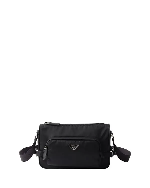 Prada Medium Re-nylon And Saffiano Leather Shoulder Bag - Black