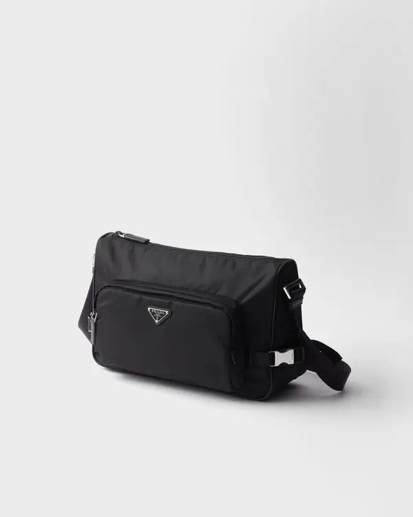 Prada Large Re-nylon And Saffiano Leather Shoulder Bag - Black