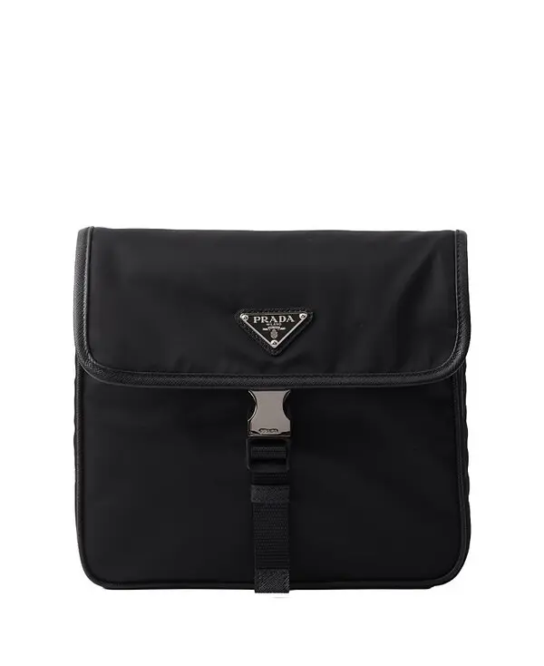 Prada Re-nylon And Saffiano Leather Shoulder Bag - Black