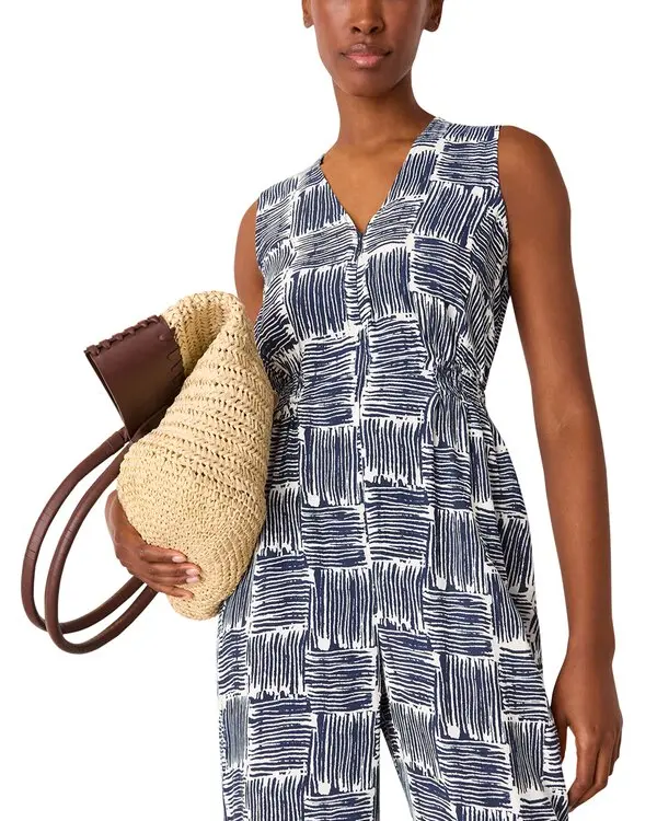 Whistles Hatched Squares Jumpsuit - Navy/multi