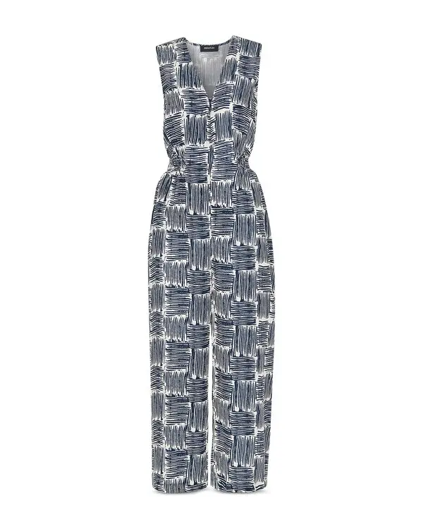 Whistles Hatched Squares Jumpsuit - Navy/multi