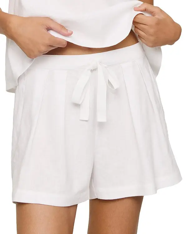 Eberjey Linen Blend Relaxed Pajama Shorts - White