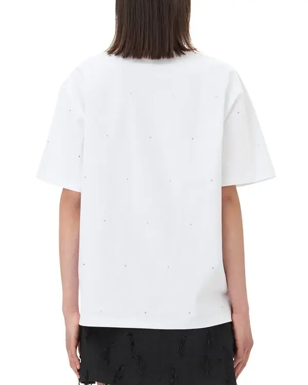 GANNI Drop Shoulder Rhinestone Tee