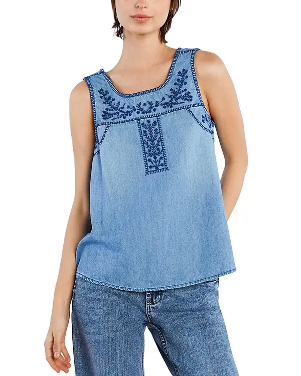 BILLY T Floral Embroidery Tank Top
