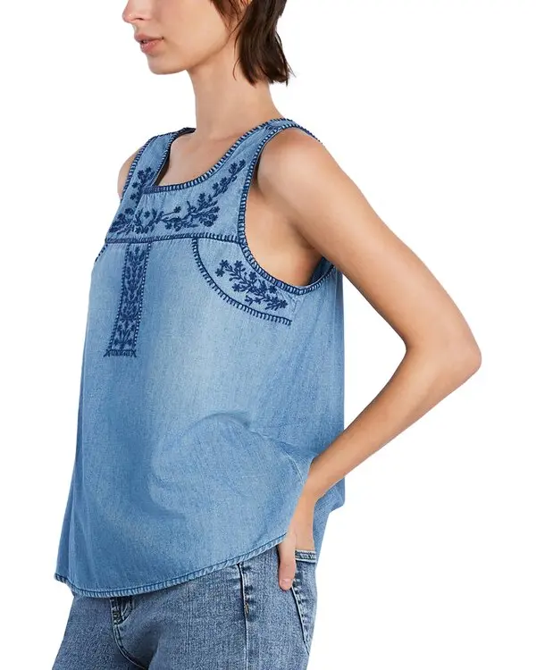 BILLY T Floral Embroidery Tank Top