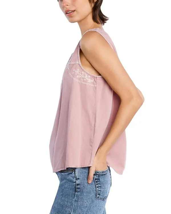 BILLY T Floral Embroidery Tank Top - Pale Mauve