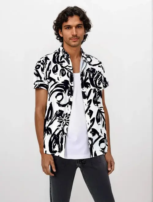 LEDGER & FORD Redondo Abstract Shirt - Black