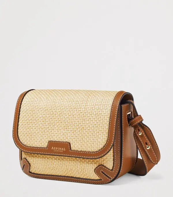 ASPINAL OF LONDON Leather Raffia-front Ella Cross-body Bag