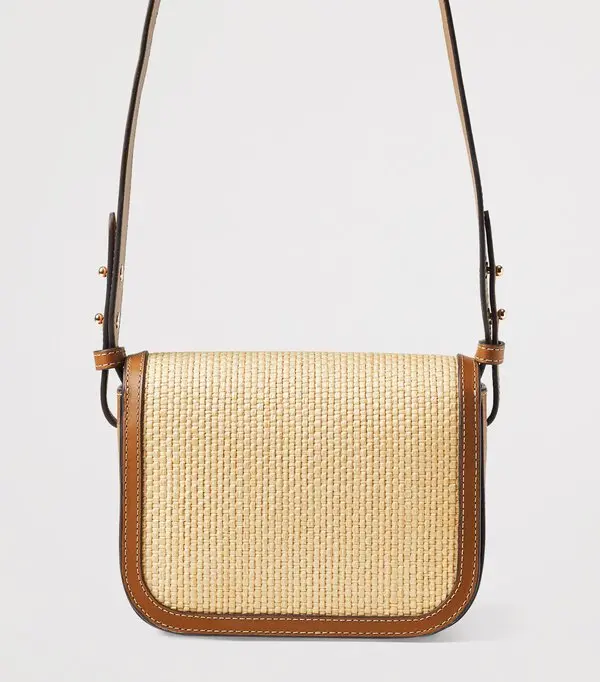 ASPINAL OF LONDON Leather Raffia-front Ella Cross-body Bag