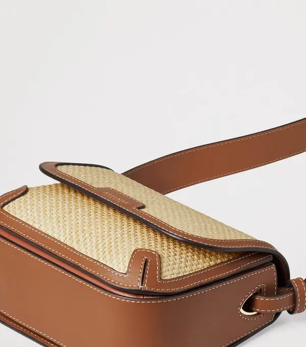 ASPINAL OF LONDON Leather Raffia-front Ella Cross-body Bag