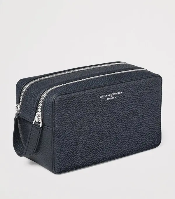 ASPINAL OF LONDON Leather Mount Street Toiletry Bag - Navy