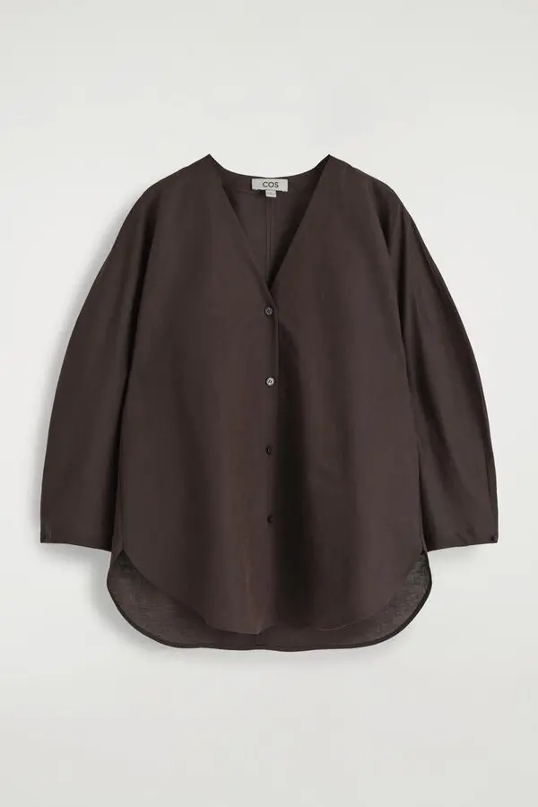 Cos V-neck Linen-cotton Shirt