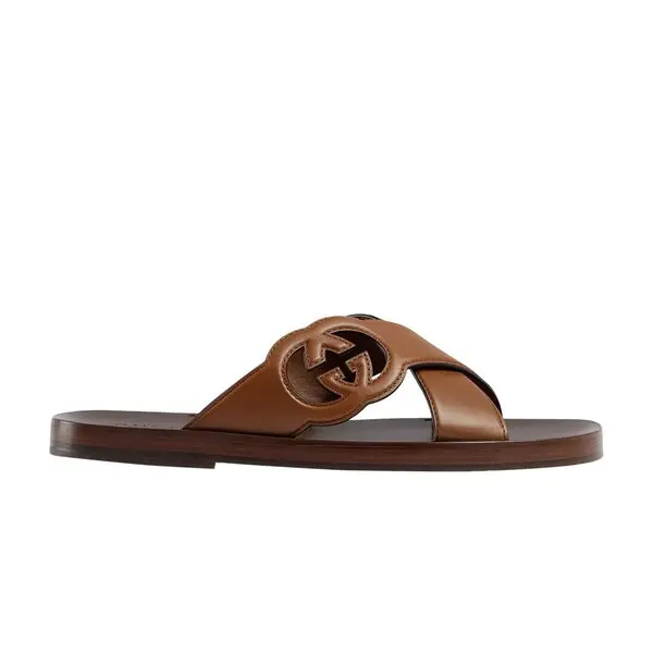 Gucci Interlocking G Slide Sandal - Brown