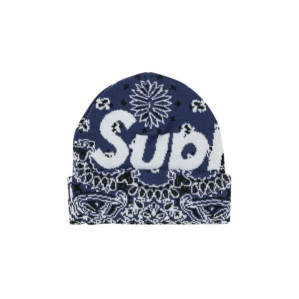 Supreme Bandana Big Logo Beanie - Blue