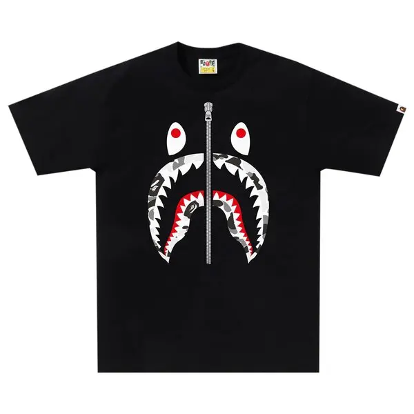 A BATHING APE Abc Camo Shark Tee /grey - Black
