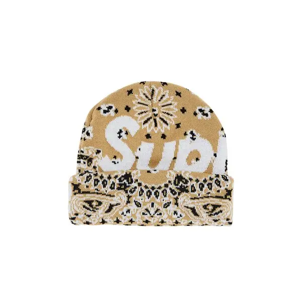 Supreme Bandana Big Logo Beanie - Tan