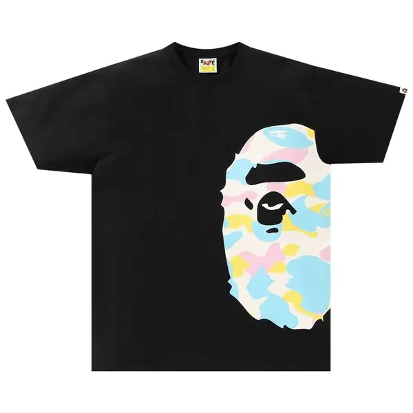 A BATHING APE New Multi Camo Side Big Ape Head Tee - Black