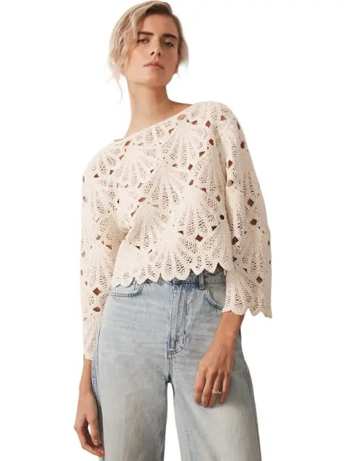 Mint Velvet Crochet Knit Top