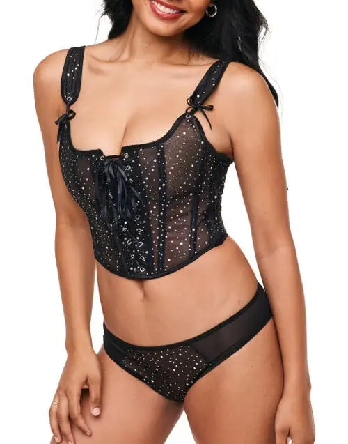 ADORE ME Diamond Corset & Panty Set - Black