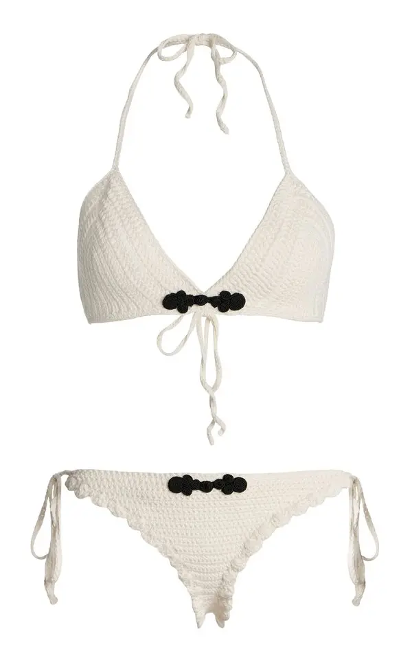 THE GARMENT Plage Pointelle-knit Organic Cotton Bikini - Ivory