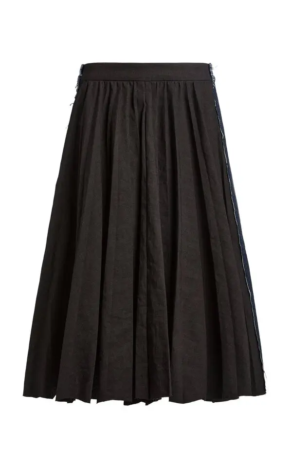 Balenciaga Hybrid Pleated Midi Skirt - Black