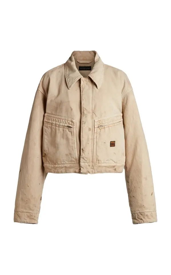 Balenciaga Washed Cotton Canvas Workwear Jacket - Neutral