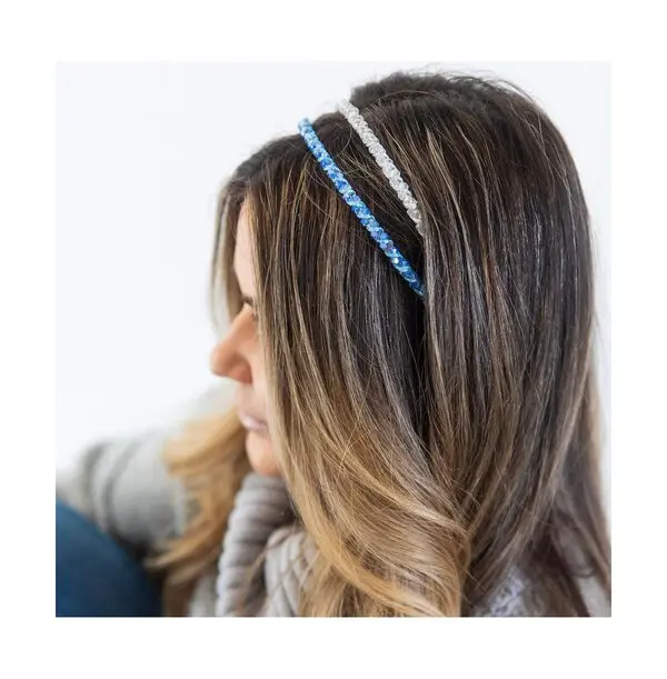 HEADBANDS OF HOPE Beaded Headband Set - Blue Silver