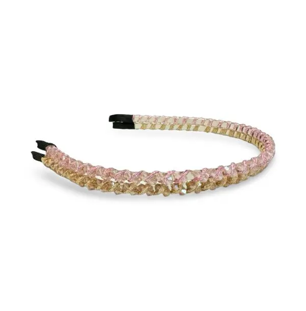 HEADBANDS OF HOPE Thin Beaded Headband Set - Gold Pink
