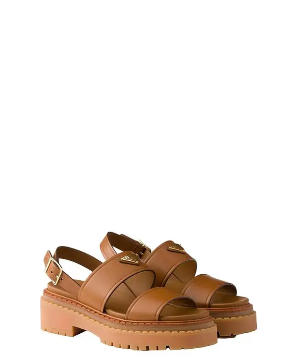 Prada Leather Sandals - Brown
