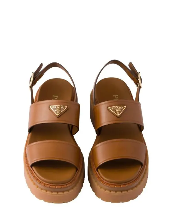 Prada Leather Sandals - Brown