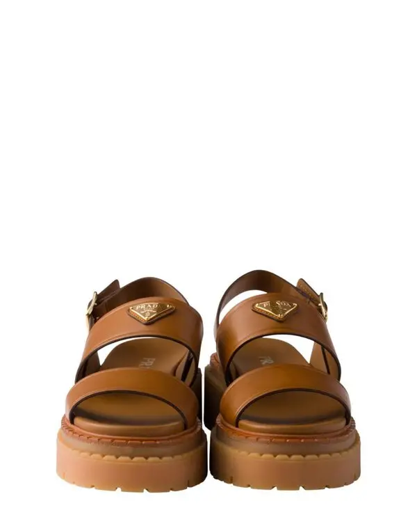 Prada Leather Sandals - Brown