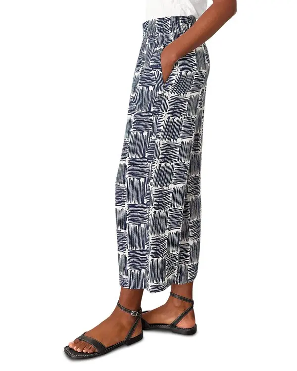 Whistles Hatch Squares Cropped Trousers - Navy/multi