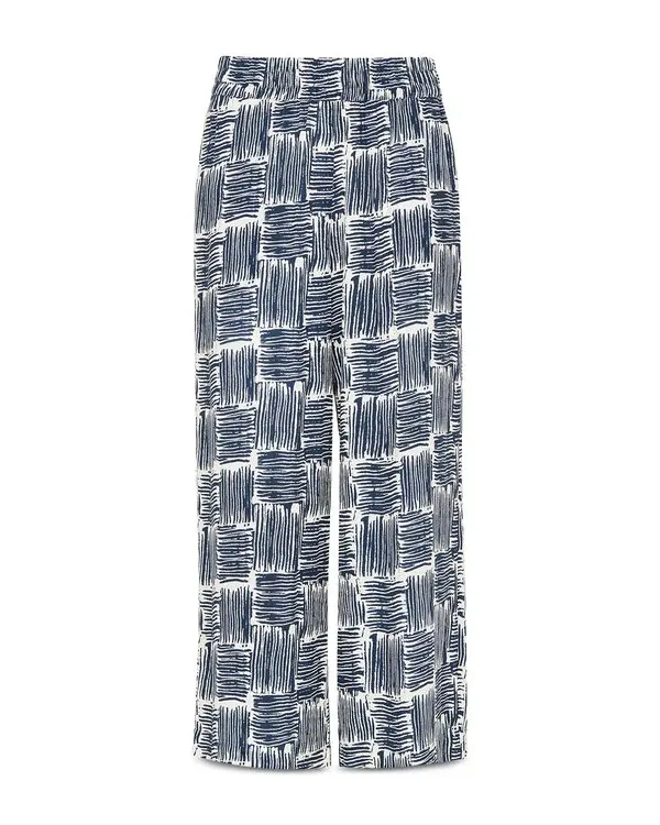 Whistles Hatch Squares Cropped Trousers - Navy/multi