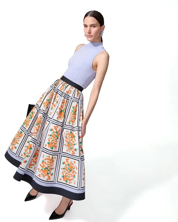 Carolina Herrera Floral Print Midi Skirt