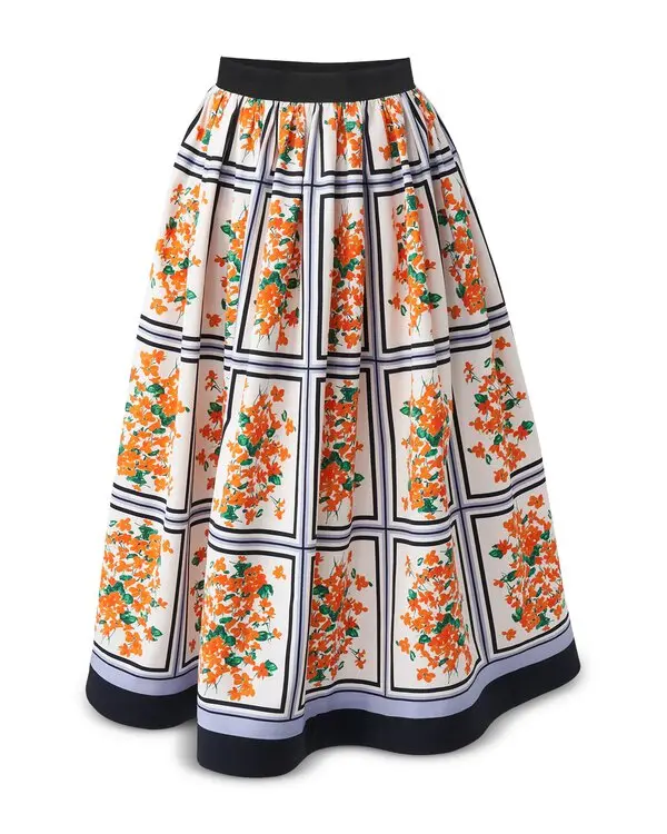 Carolina Herrera Floral Print Midi Skirt