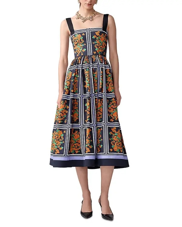 Carolina Herrera Printed Midi Dress - Black Multi