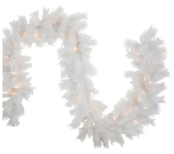 NORTHLIGHT 9' X 14' Led White Alaskan Pine Chri Tmas Garland - One-color