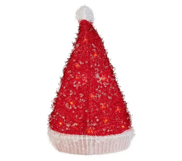 NORTHLIGHT 12.25' Lighted Santa Hat Christmas T Ee Topper - One-color