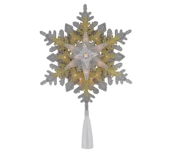NORTHLIGHT 13.75' Lighted Snowflake Christmas T Ee Topper - One-color