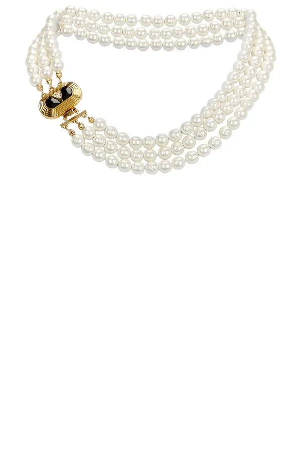 Valentino Garavani Perla Barocca Necklace - Oro  Nero  Crystal  & Cream