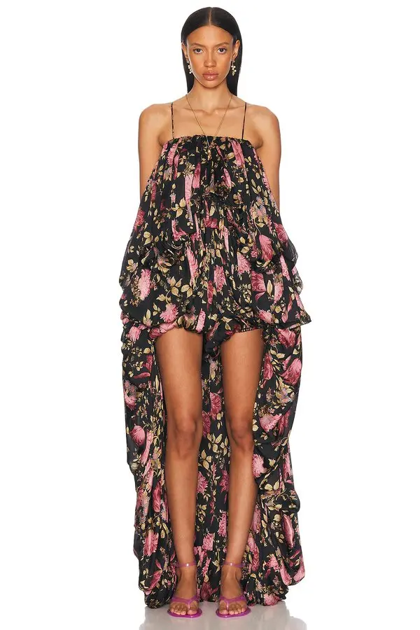 Chloé Thin Strap Gathered High-low Jumpsuit - Black