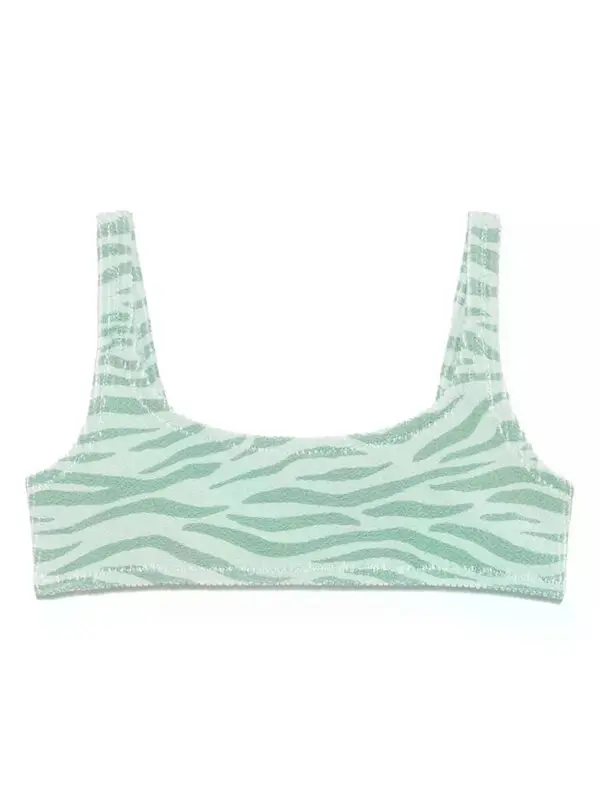 MC2 SAINT BARTH Zebra-print Bikini Top - Green