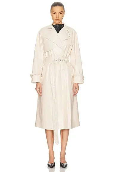 Proenza Schouler Sabina Leather Coat - Ecru