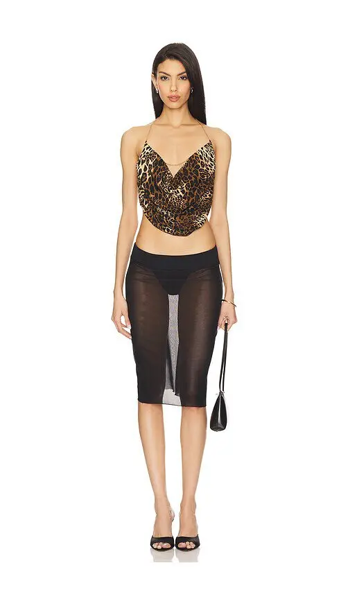 Superdown Kaylin Halter Top With Metal Chain Detail