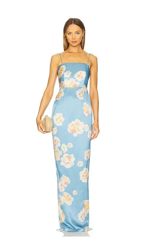 SAU LEE Sofia Floral Satin Dress